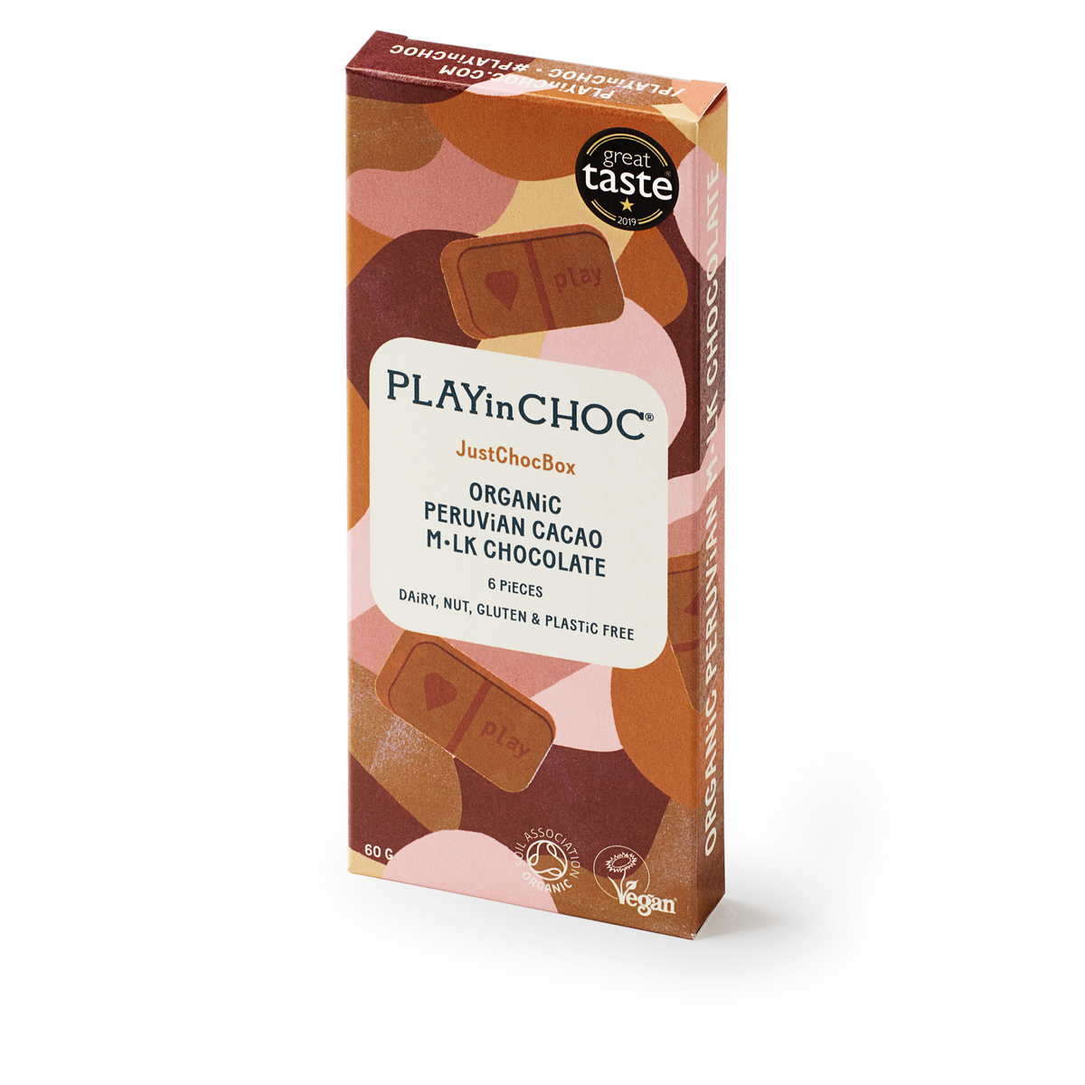 6 Piece Organic Peruvian Cacao Milk Chocolate | PLAYin CHOC